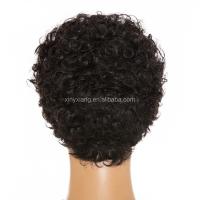 China Factory Wholesale Short Afro Curly Pixie Cut human hair wigs for black women, 100% pure human hair, Water Wave Bob Wigs for sale