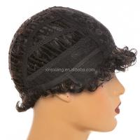 China Factory Wholesale Short Afro Curly Pixie Cut human hair wigs for black women, 100% pure human hair, Water Wave Bob Wigs for sale
