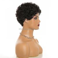 China Factory Wholesale Short Afro Curly Pixie Cut human hair wigs for black women, 100% pure human hair, Water Wave Bob Wigs for sale