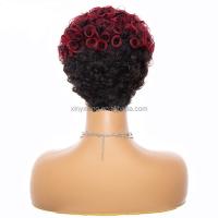 China Factory Wholesale Water Wave Remy Hair Short Human Hair Wigs For Black Women Mohawk Machine Made Wigs for sale