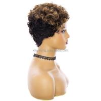 China Factory Wholesale Water Wave Remy Hair Short Human Hair Wigs For Black Women Mohawk Machine Made Wigs for sale