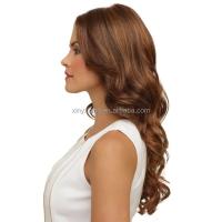 China Factory Wholesale Long Wavy Synthetic Hair Wig With Full Bangs, Long Wavy Ombre Wig, Long curly luxurious wig with fringe for sale