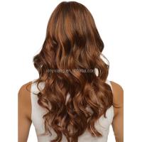 China Factory Wholesale Long Wavy Synthetic Hair Wig With Full Bangs, Long Wavy Ombre Wig, Long curly luxurious wig with fringe for sale