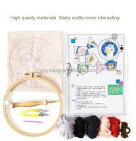 China Factory Wholesale DIY Stamped Embroidery Kit with Hoop, Cloth, Threads Handmade Needle Crafts, DIY embroidery kits for sale