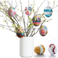 China Factory Wholesale DIY Easter craft ideas using styrofoam eggs, Sequin Egg Ornament Craft Kit, DIY Christmas Ornaments for sale