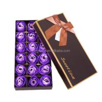 China Factory Promotion 12pcs Scented Soap Flower Roses Valentines Day Cute Teddy Gift Box Petals Decor, soap rose flower gift box for sale
