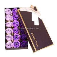 China Factory Promotion 12pcs Scented Soap Flower Roses Valentines Day Cute Teddy Gift Box Petals Decor, soap rose flower gift box for sale