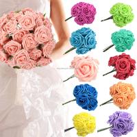 China ctory Wholesale Artificial Rose Flowers Wedding Bride Bouquet PE Foam DIY Home Hotel Decoration Rose Flowers for sale