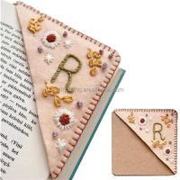 China Factory wholesale Personalized Hand Embroidered Corner Bookmark, Hand Stitched Felt Corner Letter Bookmark Cute Flower Book Mark for sale