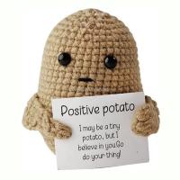 China Factory Custom Funny Gift Crochet Poo Plushy Desk Decor-Tiny Knitted Decoration With Positive Words-Positive Potato Doll Pendant for sale