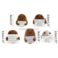 China Factory Custom Funny Gift Crochet Poo Plushy Desk Decor-Tiny Knitted Decoration With Positive Words-Positive Potato Doll Pendant for sale