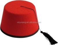 China Factory Custom Egyptian Turkish Red Fez Tarboush Hat Black Tassel, Doctor Who Fez Hat Costume Accessories for sale