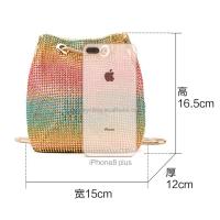 China Factory Wholesale Mutilcolor Crystal Evening Bag Rhinestone Rhinestone Inlaid Flash Bucket Clutch Drawstring Bucket Shoulder Bag for sale