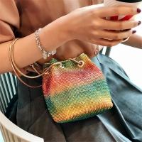 China Factory Wholesale Mutilcolor Crystal Evening Bag Rhinestone Rhinestone Inlaid Flash Bucket Clutch Drawstring Bucket Shoulder Bag for sale