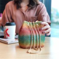 China Factory Wholesale Mutilcolor Crystal Evening Bag Rhinestone Rhinestone Inlaid Flash Bucket Clutch Drawstring Bucket Shoulder Bag for sale
