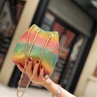 China Factory Wholesale Mutilcolor Crystal Evening Bag Rhinestone Rhinestone Inlaid Flash Bucket Clutch Drawstring Bucket Shoulder Bag for sale