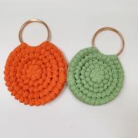 China Factory Custom hand crochet circle bag, Knitted Tote Bag Crocheted Women's Handbag, Round Handle Cotton Crochet Summer Handbag for sale