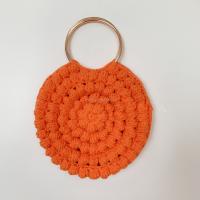 China Factory Custom hand crochet circle bag, Knitted Tote Bag Crocheted Women's Handbag, Round Handle Cotton Crochet Summer Handbag for sale