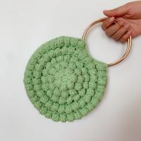 China Factory Custom hand crochet circle bag, Knitted Tote Bag Crocheted Women's Handbag, Round Handle Cotton Crochet Summer Handbag for sale