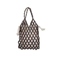 China Factory Wholesale Handmade wooden Bead Bag with lining, Vintage BOHO wooden bead beaded purse shoulder bag for sale