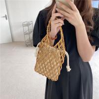 China Factory Wholesale Handmade wooden Bead Bag with lining, Vintage BOHO wooden bead beaded purse shoulder bag for sale