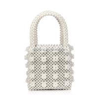 China Factory Wholesale Mini Faux Pearl Beaded Tote Bag, Beaded And Pearl Embellished Handbag, Pearls Beaded Clutch Pouch Bag for sale