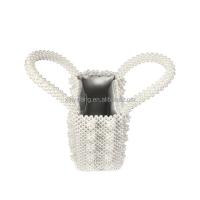 China Factory Wholesale Mini Faux Pearl Beaded Tote Bag, Beaded And Pearl Embellished Handbag, Pearls Beaded Clutch Pouch Bag for sale