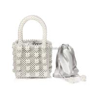 China Factory Wholesale Mini Faux Pearl Beaded Tote Bag, Beaded And Pearl Embellished Handbag, Pearls Beaded Clutch Pouch Bag for sale