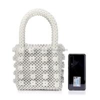 China Factory Wholesale Mini Faux Pearl Beaded Tote Bag, Beaded And Pearl Embellished Handbag, Pearls Beaded Clutch Pouch Bag for sale