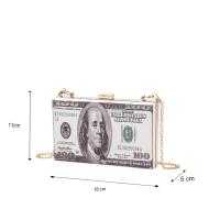 China Factory Wholesale Women Dollar Money Clutch Purses Hundred Bill Acrylic Evening Bag Square Box Crossbody Shoulder for sale