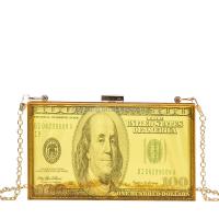 China Factory Wholesale Women Dollar Money Clutch Purses Hundred Bill Acrylic Evening Bag Square Box Crossbody Shoulder for sale