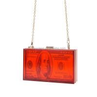 China Factory Wholesale Women Dollar Money Clutch Purses Hundred Bill Acrylic Evening Bag Square Box Crossbody Shoulder for sale