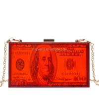 China Factory Wholesale Women Retro Dollar Bill Box Clutch Fashion Hundred Chain Shoulder Bags Cute Crossbody Evening Purse for sale