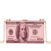 China Factory Wholesale Hearty Trendy Hundred Dollar Bill Box Clutch Handbag Shoulder Bag Crossbody Bag Rhinestone Handbag for sale