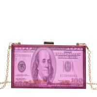 China Factory Wholesale Women Hundred Dollar Bill Box Clutch Purse Cute Crossbody, Acrylic Transparent Dollar Evening Bags for sale