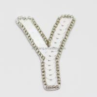 China Factory Wholesale Letter Sequin & Glass Bead Applique, Sequins Letter Number Appliques, Fashion Appliques & Trims for sale