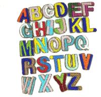 China Factory Wholesale Letter Sequin & Glass Bead Applique, Sequins Letter Number Appliques, Fashion Appliques & Trims for sale