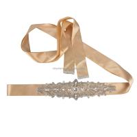 China Factory Wholesale Gorgeous Crystal Waist Belt Wedding Dress Belt Bride Bridesmaid Applique Sash,Bridal Sparkly Beaded Satin Belt for sale