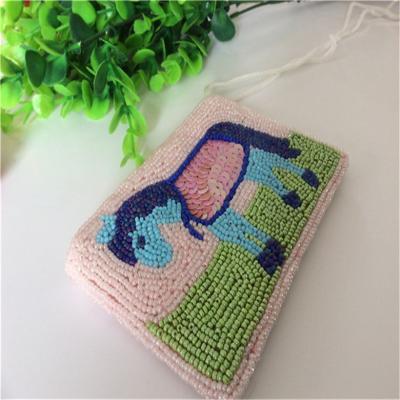China Factory direct sales of new fashion bead embroidered wallet card bag passport cover beaded purse   handbag  card bag06 for sale