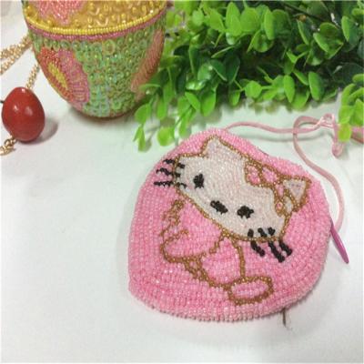 China Factory direct sales of new fashion bead embroidered wallet card bag passport cover beaded purse   handbag  card bag54 for sale