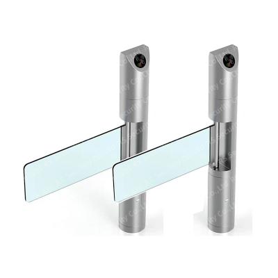 China Toilets DC Brushless Swing Turnstiles Doors Acrylic Glass Ticket Solution Wing Barriers Tray for sale