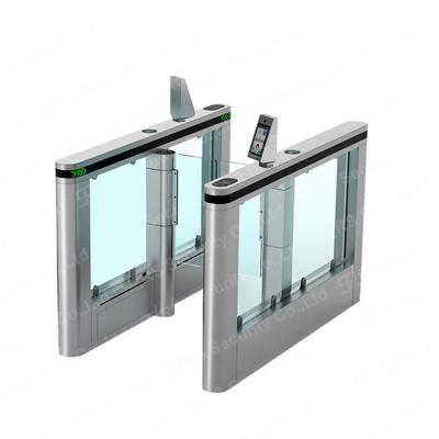 China Barcode Scanner Glass Swing Turnstile Anti Crush Motorized Swing Barrier Turnstile for sale