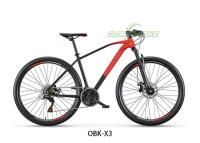 China OBK-X3 Steel Frame Disc Brake Mountain Bike With Shimano 21 Speed Red Blue Tires for sale