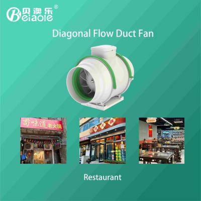 China 4 Inch ABS Plastic Oblique Flow Duct Fan 2200m³/h Ceiling Mount Ventilation for Restaurants for sale