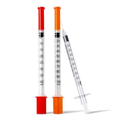 China Sterile Disposable Medical Insulin Syringe U-40/U-100 0.3ml/0.5ml/1.0ml with Fixed Needle FDA CE ISO Certified for sale
