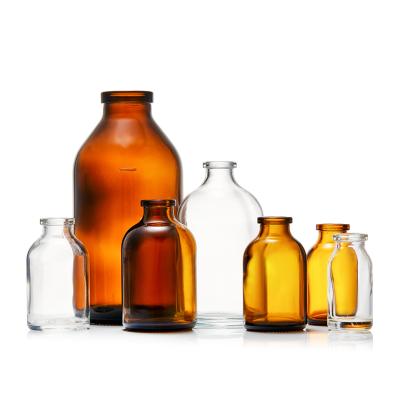 China Factory Supplier Custom Glass Bottle Injection Vial USP TYPE I II Clear Amber Glass Bottle From 5ml to 750ml for sale