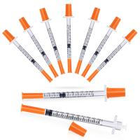 China 0.5ml 1ml 30G 31G Sterile Safety Precisely Graduated Luer-Lock Orange Tip Plastic Insulin Syringe With Needle for sale