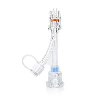 China Rotary Y Valve Arc Type with Rotating Male Luer for Infusion Set in 0Fr-9Fr Size and 77.80mm Length for sale