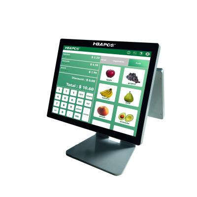 China Hot Sale 15 inch Dual Screen Capacitive Touch Point of Sale Pos System For Supermarket for sale