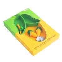 China Divided Corn Plate Set Silicone Baby Feeding Set Non Slip Suction Base for sale